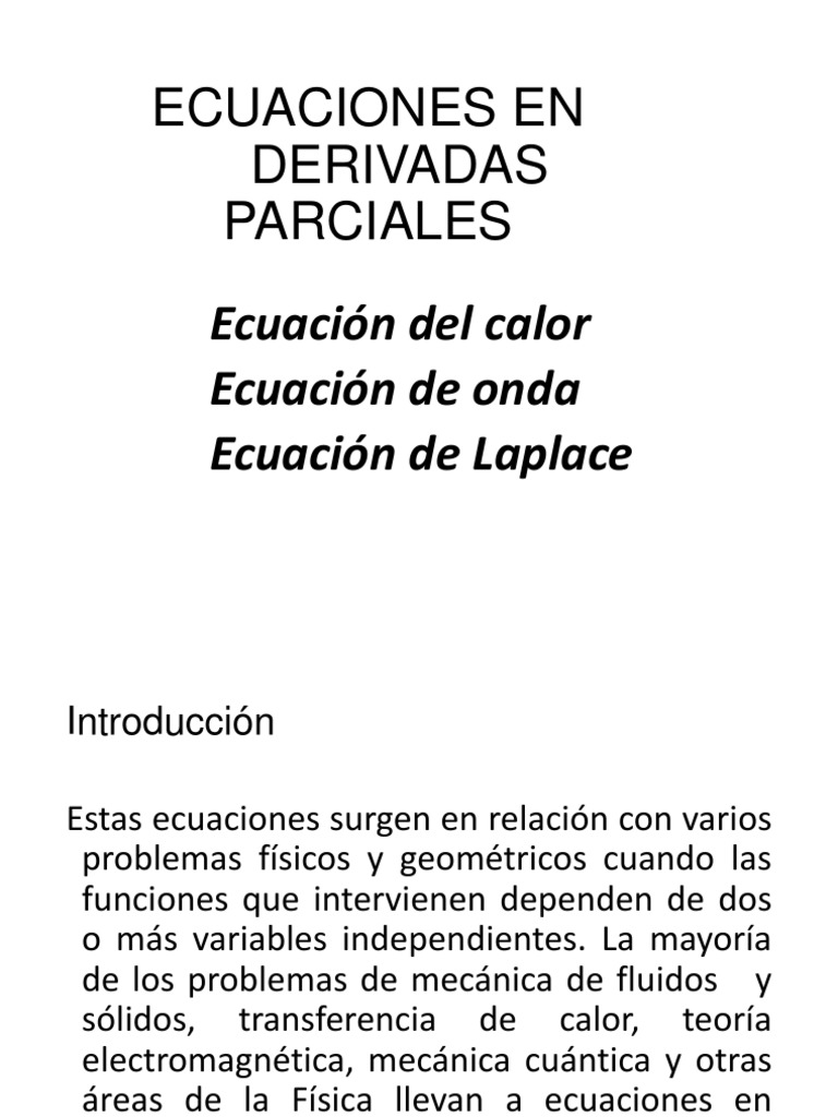 Ecuaciones en Derivadas Parciales | PDF | Ecuación diferencial parcial | Ecuaciones diferenciales