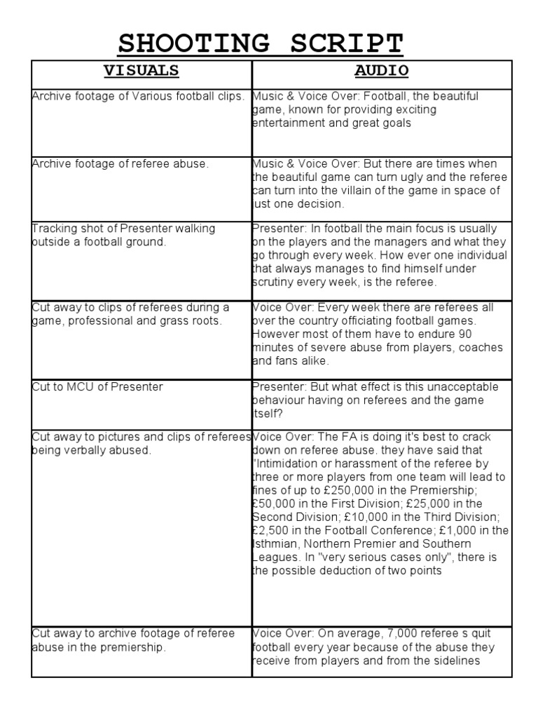Shooting Script Format 2 | PDF | Association Football | Referee