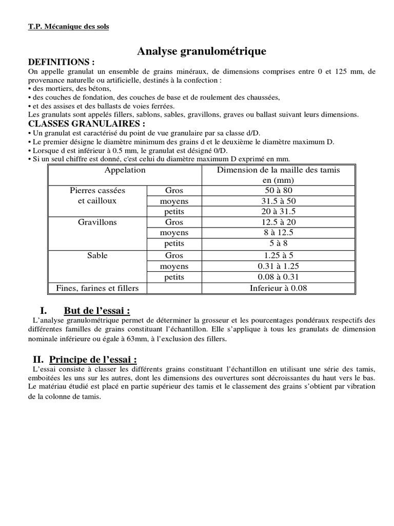 TP Identification Des Sols Mds PDF | PDF | Granulat de construction | Masse