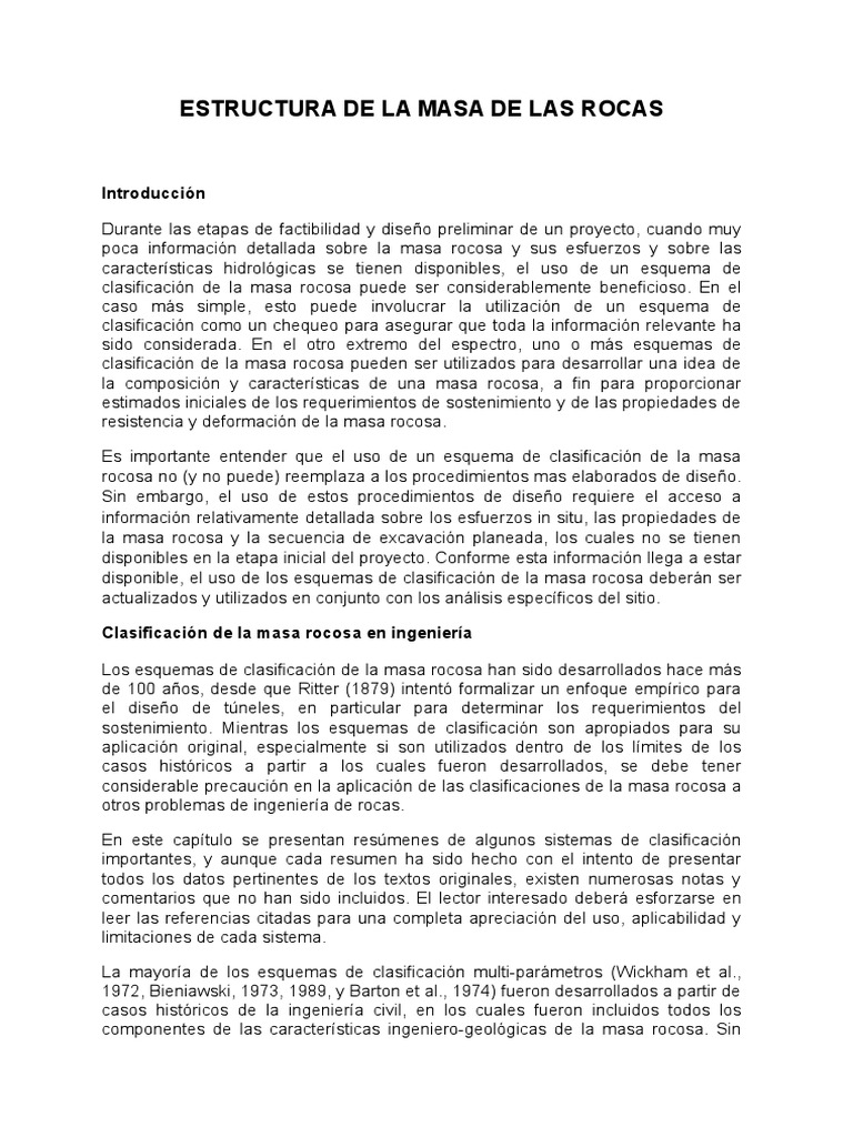 Estructura de La Masa Rocosa | PDF | Túnel | Estrato
