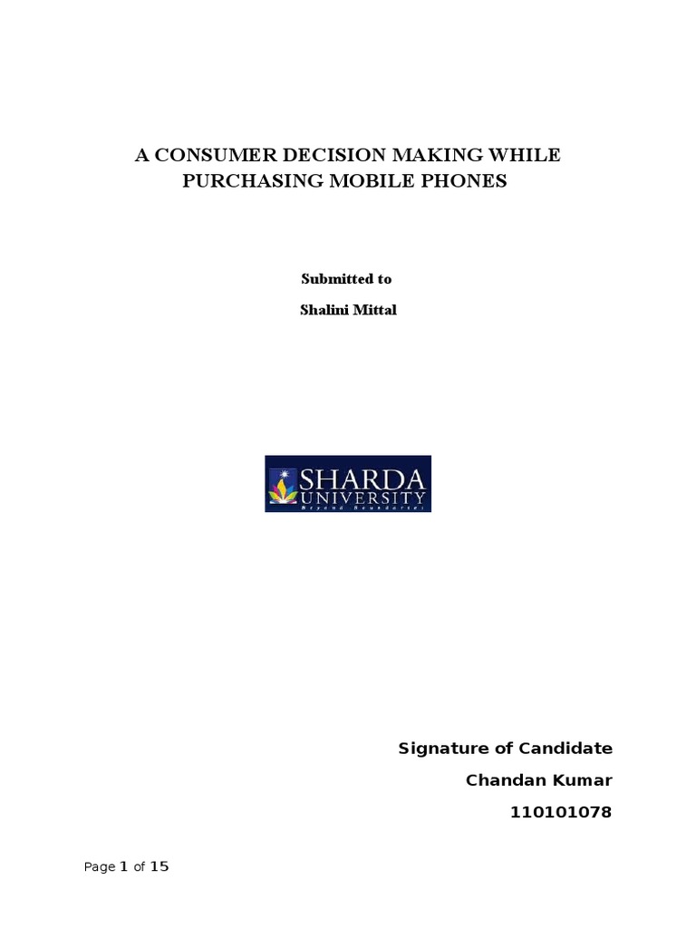 Consumer Buying Behaviour Towards Mobile Mobile Phones | PDF | Consumer ...