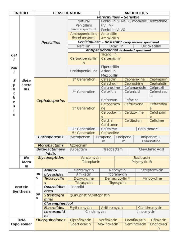 Antibiotic Classification Overview | PDF | Science & Mathematics