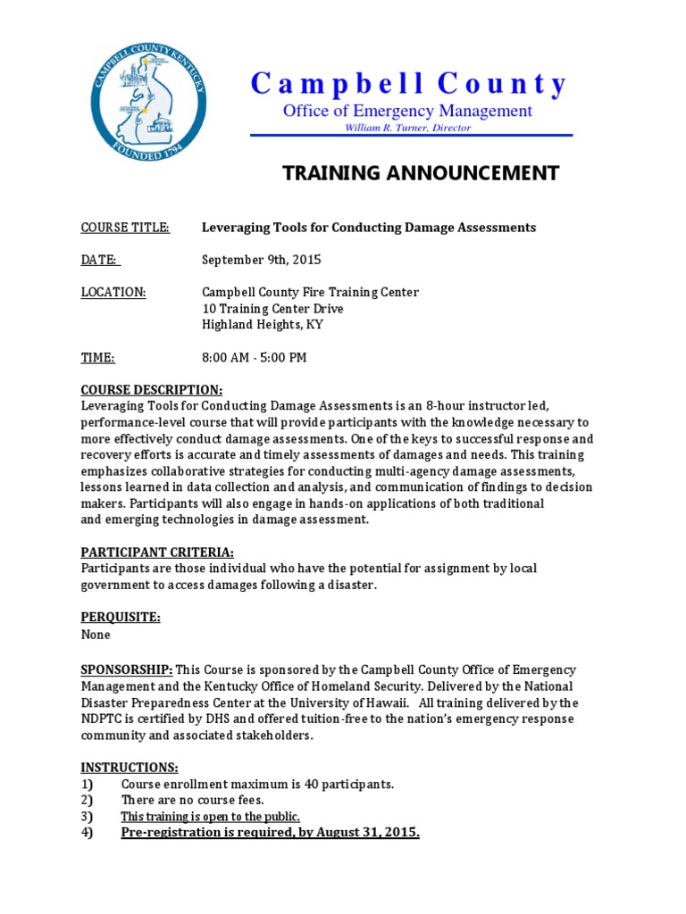 Damage Assessment Training Course | PDF