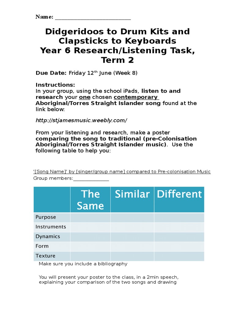 Y6 Term 2 Task Sheet | PDF | Language Arts & Discipline
