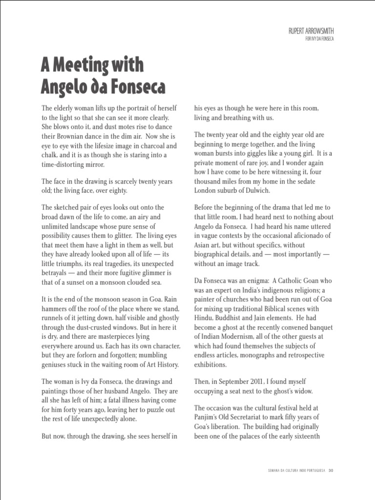 A Meeting With Angelo Fonseca | PDF | Paintings | Arts (General)