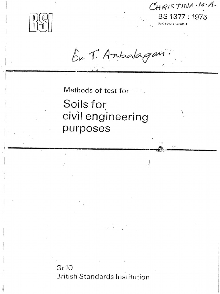 BS 1377 - 1975 - Soil For Civil Engineering Works | PDF