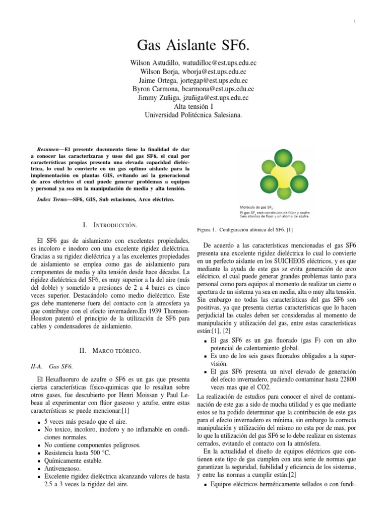 Gas SF6 PDF | PDF | Transformador | Subestacion electrica