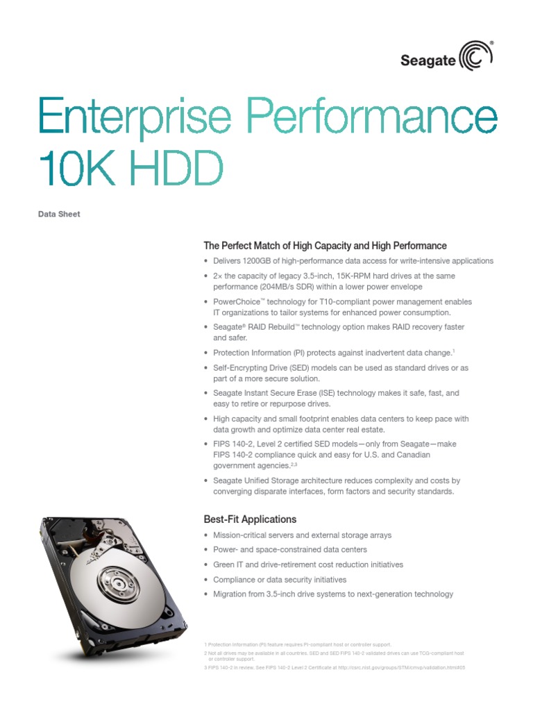 Enterprise Performance 10k HDD Data Sheet Ds1785!1!1304us | PDF | Hard ...