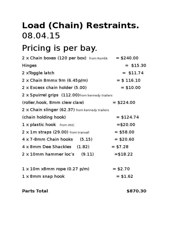 Load Restraints | PDF