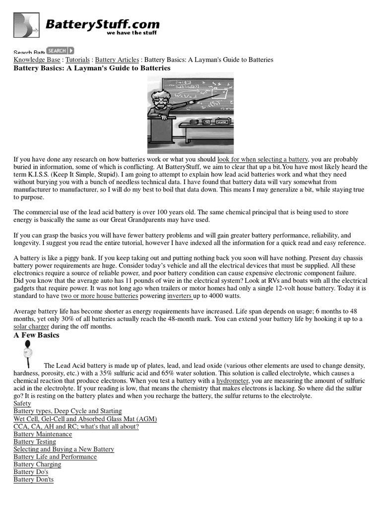 Battery Basics - A Layman's Guide To Batte - BatteryStuff Articles ...