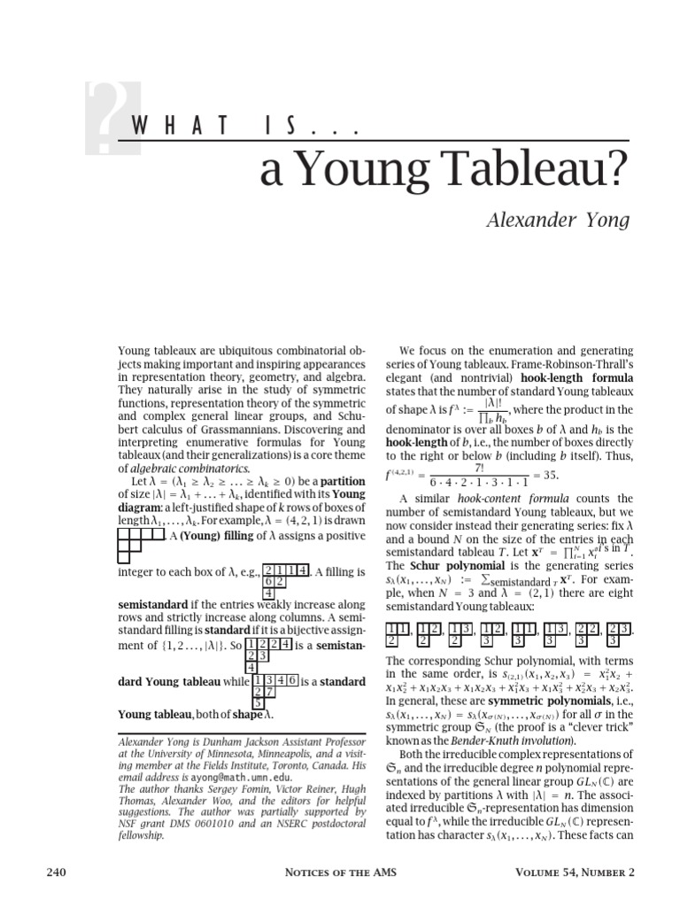 A Young Tableau?: What I S - . | PDF | Metric Geometry | Discrete ...