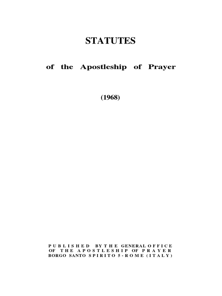 Statutes of the Apostleship of Prayer | PDF | Sacrifice | Eucharist