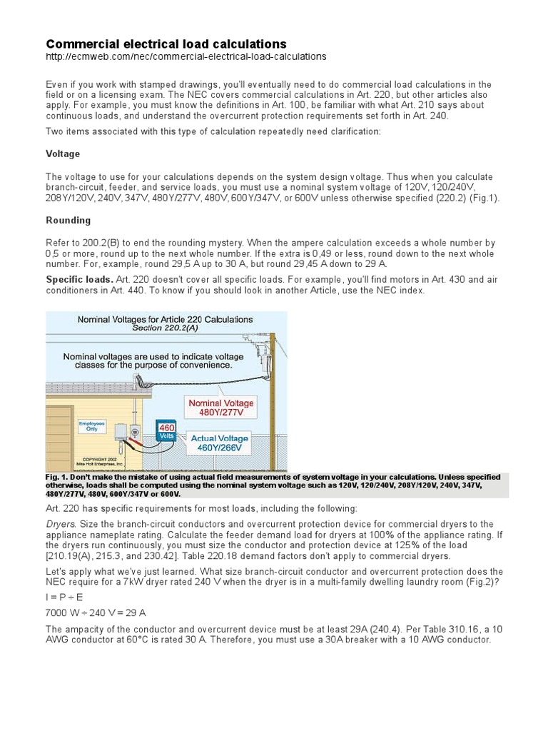 NEC Guide to Commercial Load Calculations | PDF | Force | Engineering