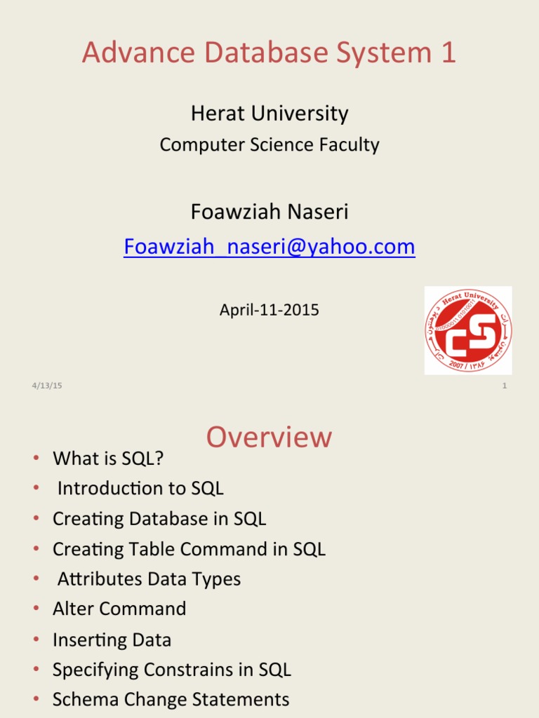 Lecture 3 PDF | PDF | Sql | Table (Database)
