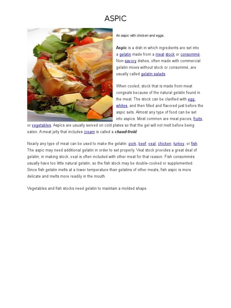 Aspic - Culinary Term | PDF | Cuisine | Foods