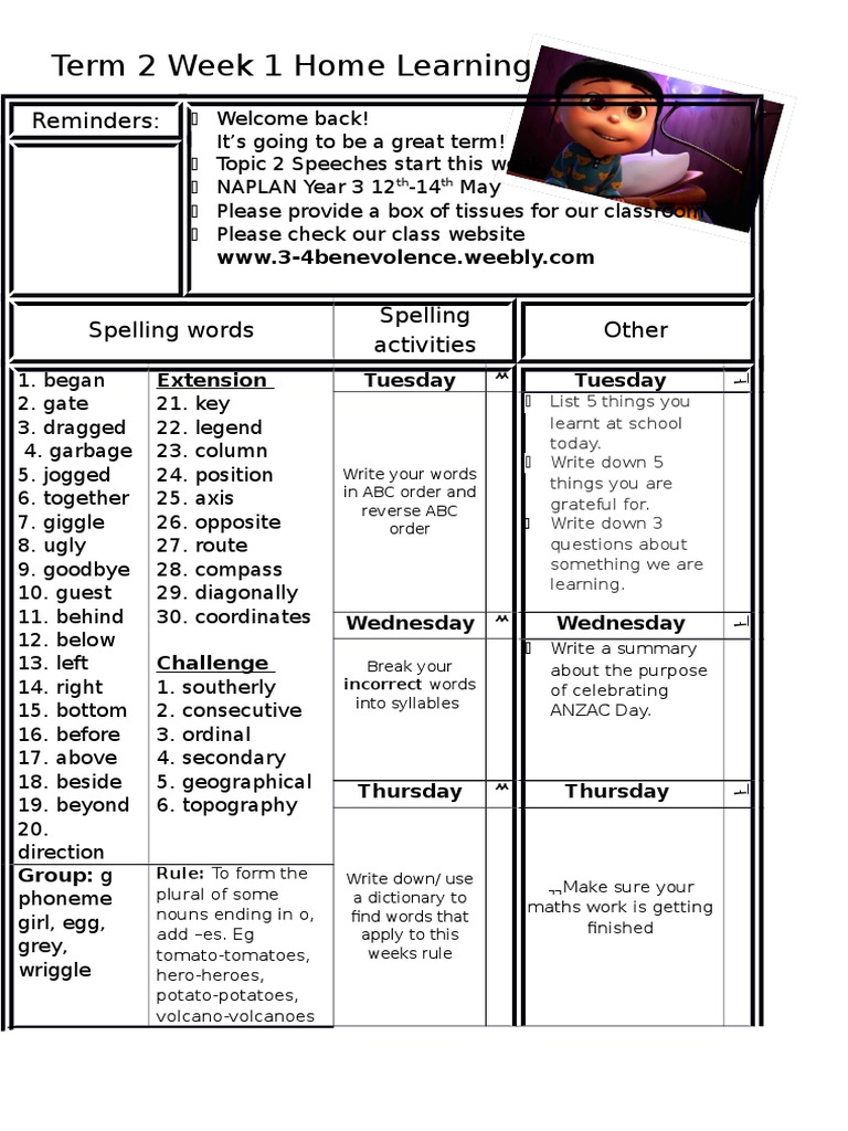 Term 2 Week 1 Home Learning | PDF | Language Arts & Discipline