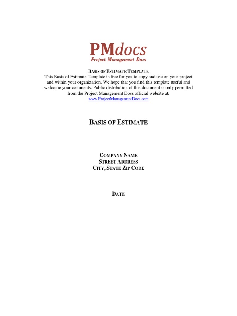 Basis of Estimate Template PDF | PDF