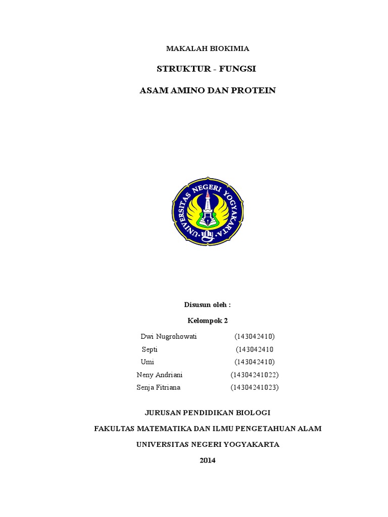 Makalah Struktur Fungsi Protein Dan Asam Amino | PDF