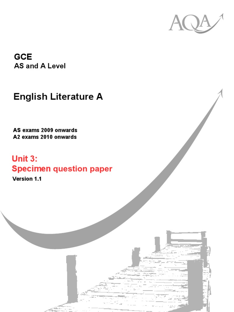 English Literature A: Unit 3: Specimen Question Paper | PDF | Gce ...