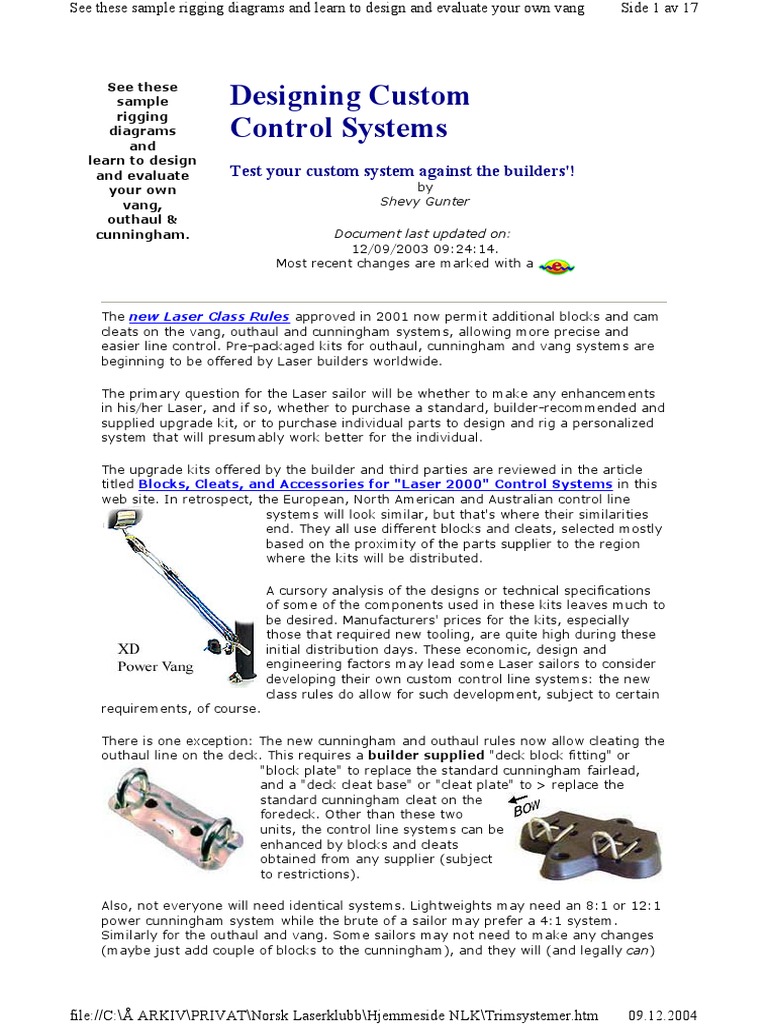 Laser Custom Rigging | PDF | Sailboat Types | Angle