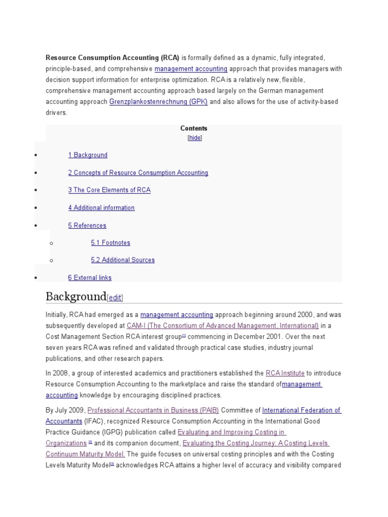 Resource Consumption Accounting | PDF | Management Accounting ...
