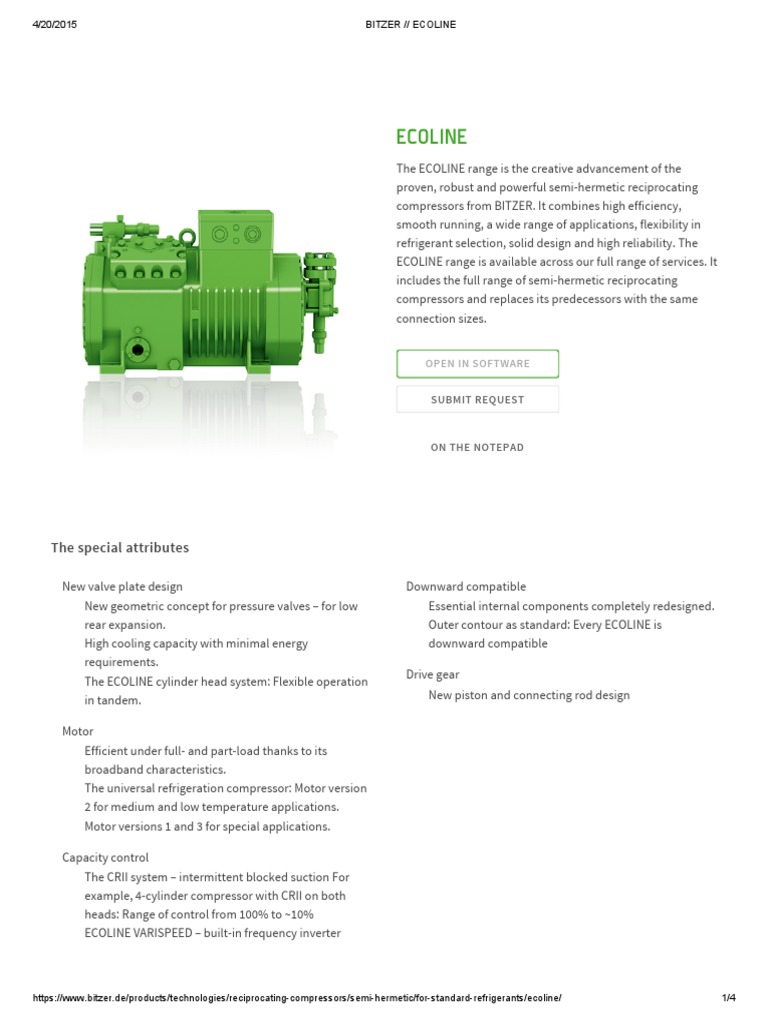 Bitzer - Ecoline 4g | PDF | Gas Compressor | Decibel