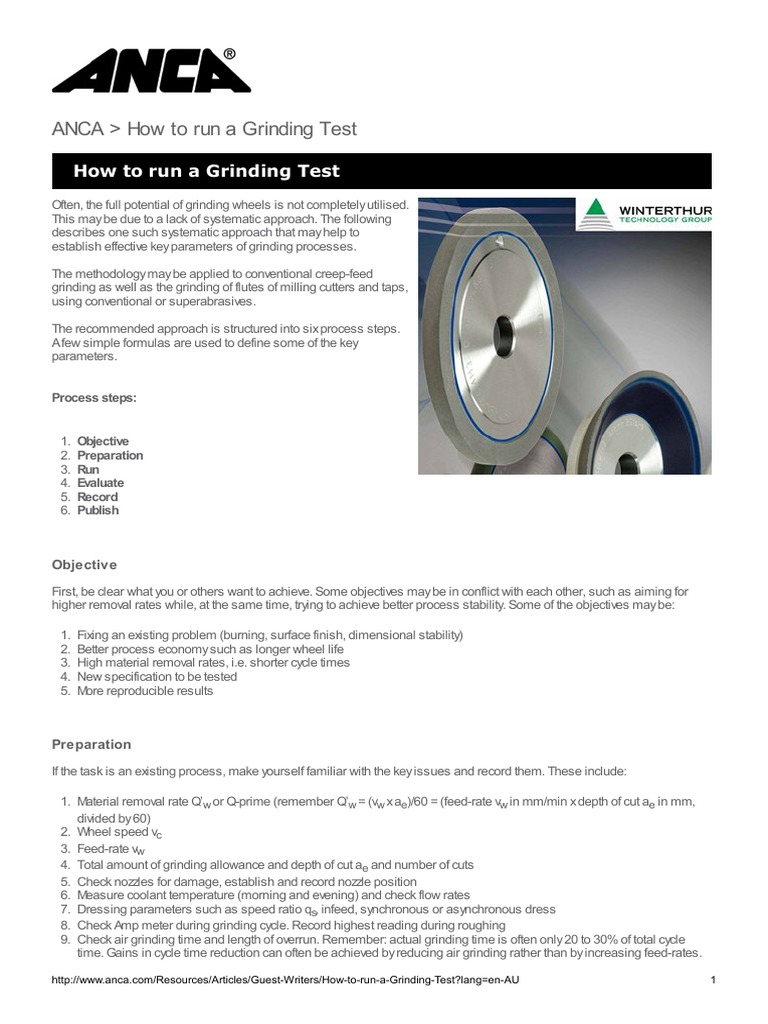 How To Run A Grinding Test | PDF | Grinding (Abrasive Cutting) | Abrasive