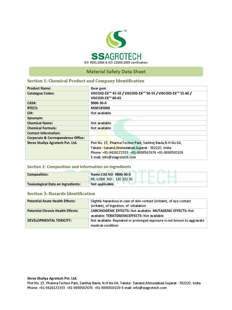 MSDS Report Food | PDF | Toxicity | Personal Protective Equipment