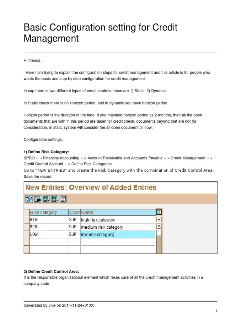 SAP Credit Management Configuration Guide | PDF