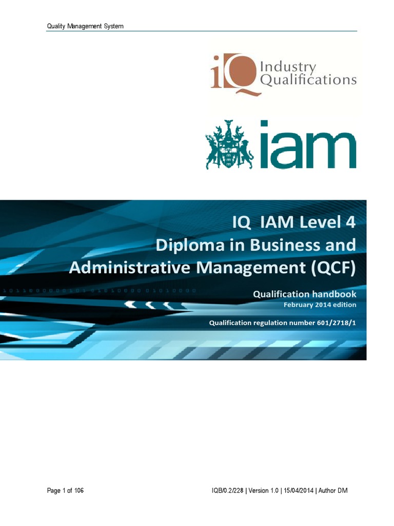 IQ IAM L4 Dip Business Administrative Management Syllabus PDF | PDF | Operations Management ...