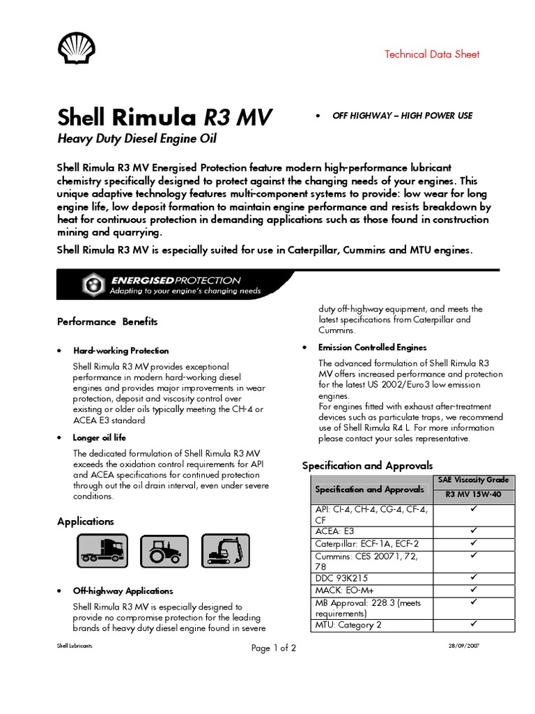 Rimula R3 MV 15W40 | PDF | Motor Oil | Science