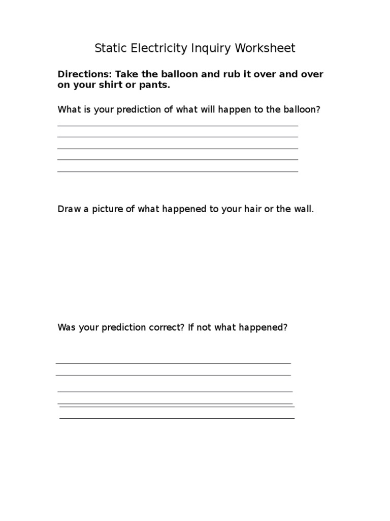 Static Electricity Inquiry Ws | PDF