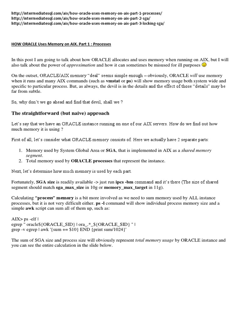 How Oracle Uses Memory On Aix | PDF | Oracle Database | Computer Data ...