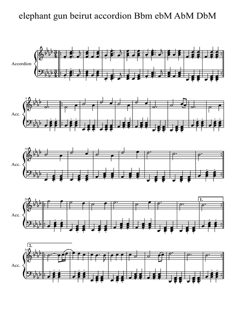 Elephant Gun Beirut Accordion BBM EbM AbM DBM | PDF