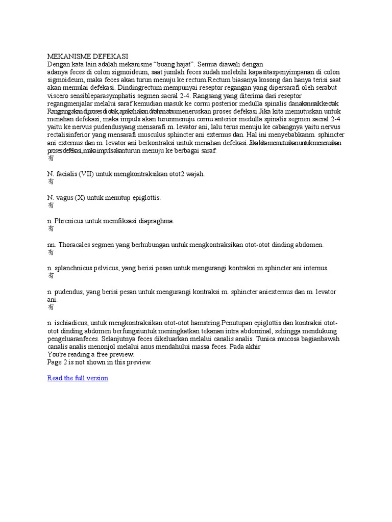 Mekanisme Defekasi | PDF