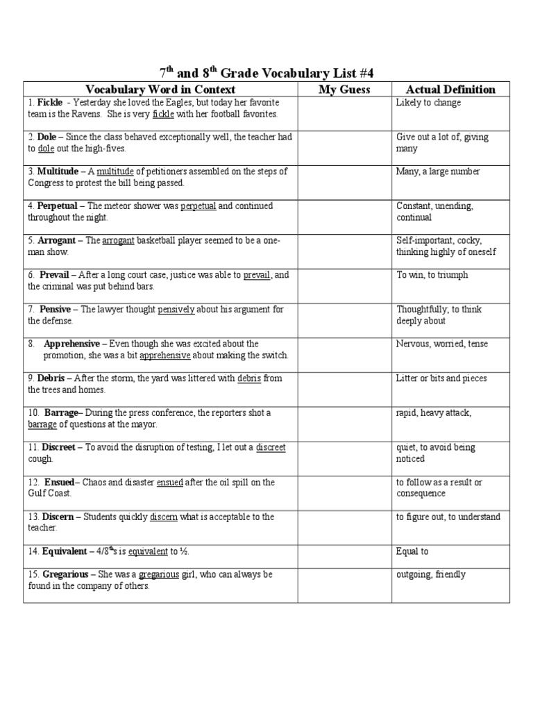 Words & Definitions - List 4new | PDF | Foreign Language Studies | Home ...