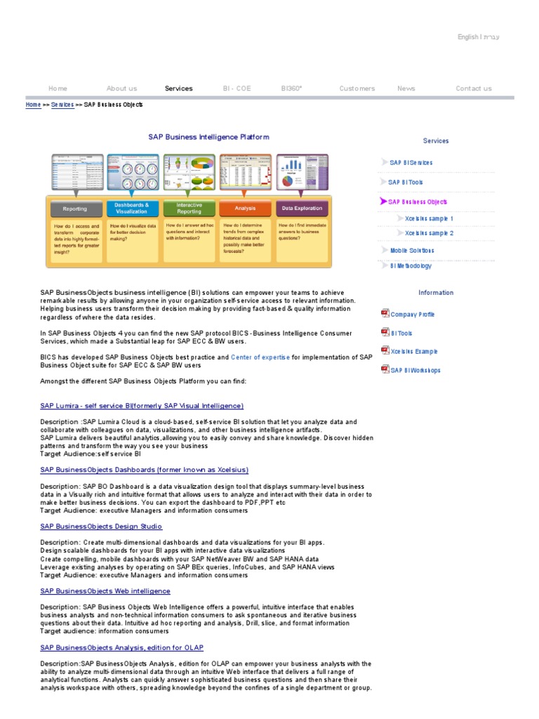 Bics - SAP Business Objects PDF | PDF | Business Intelligence | Sap Se