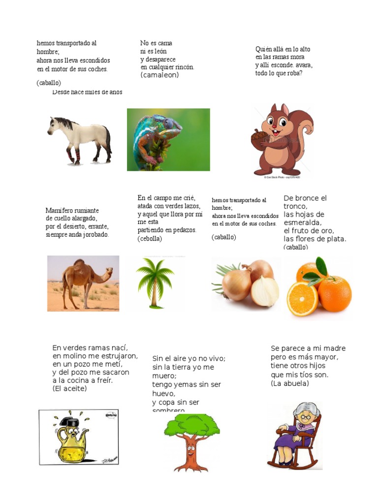 Adivinanzas Ilustradas - Docxs | Naturaleza