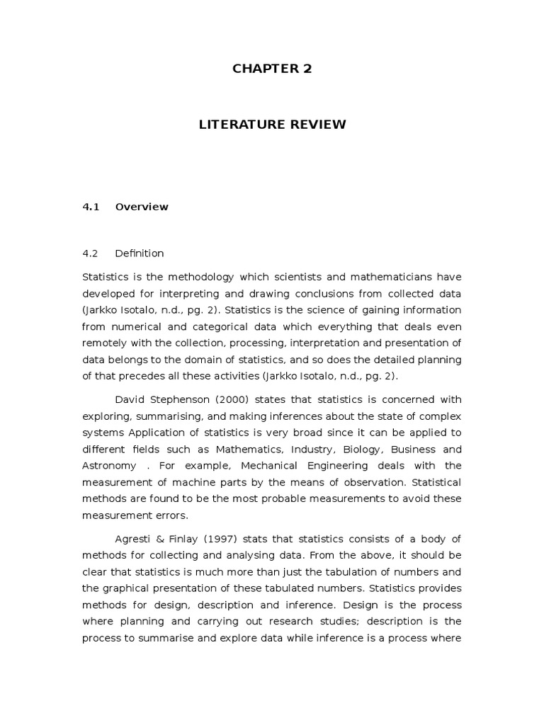 Chapter 2 - Literature Review | PDF | Statistics | Median