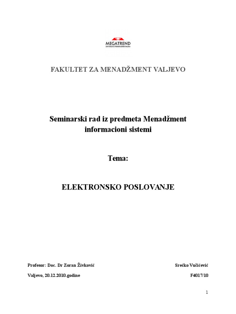 Elektronsko Poslovanje | PDF