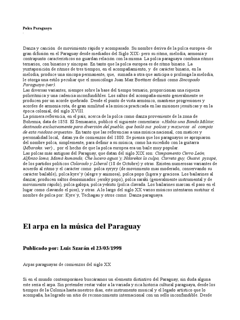 Polca y Arpa: Tradición Paraguaya | PDF | Piano | Paraguay