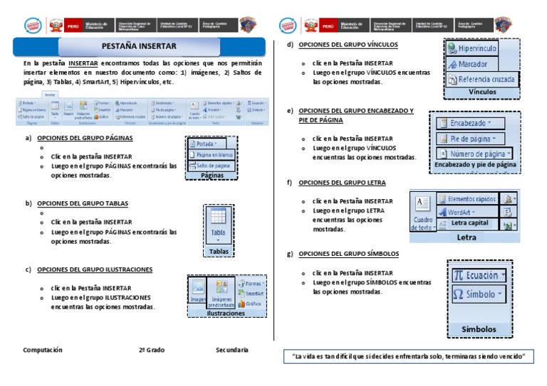 Fichas de Word 05 - Pestaña Insertar | PDF
