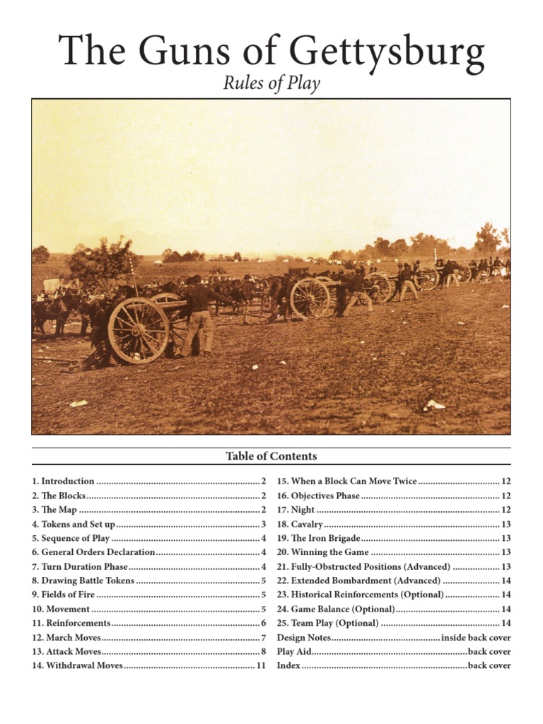 The Guns of Gettysburg Rules | Artillery | Battle Of Gettysburg