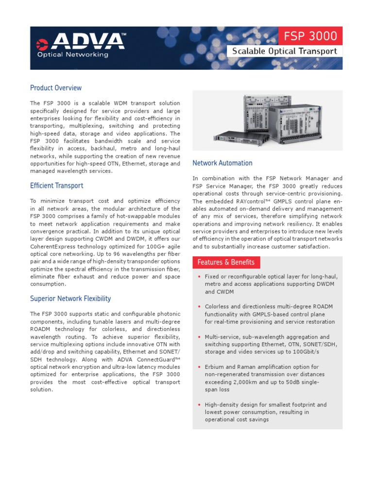 ADVA FSP 3000 Data Sheet PDF | PDF | Wavelength Division Multiplexing ...