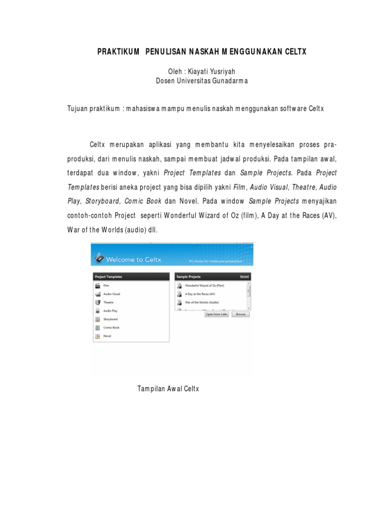 Praktikum Penulisan Naskah Menggunakan Celtx PDF | PDF | Game ...