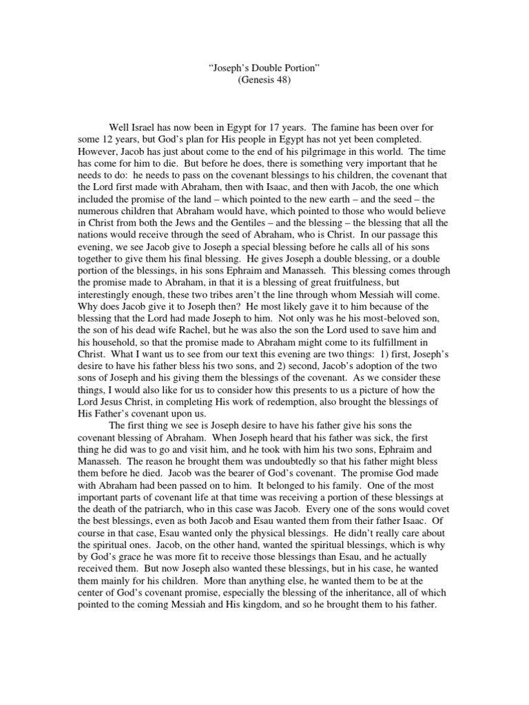 Joseph's Double Portion Explained | PDF | Jacob | New Covenant