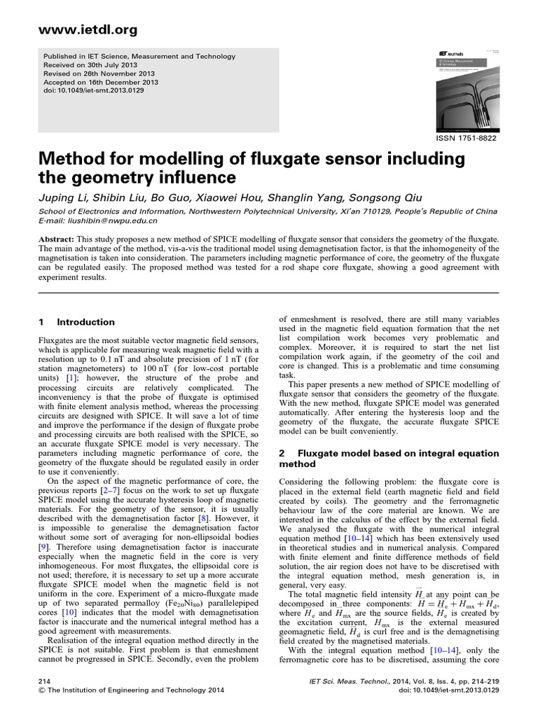 Method For Modelling of Fluxgate Sensor Including | PDF | Magnetometer ...