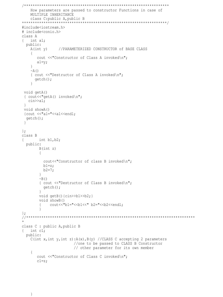 Inheritance Constructor Destructor Functions