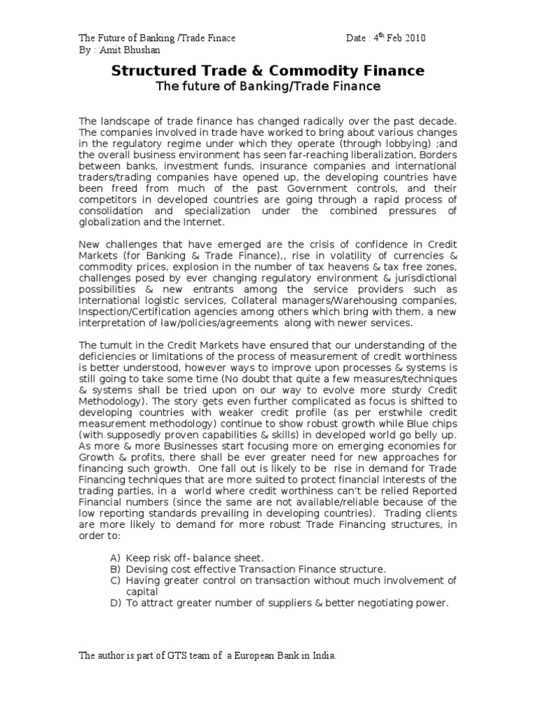 Structured Trade & Commodity Finance, The Future of Trade Finance ...