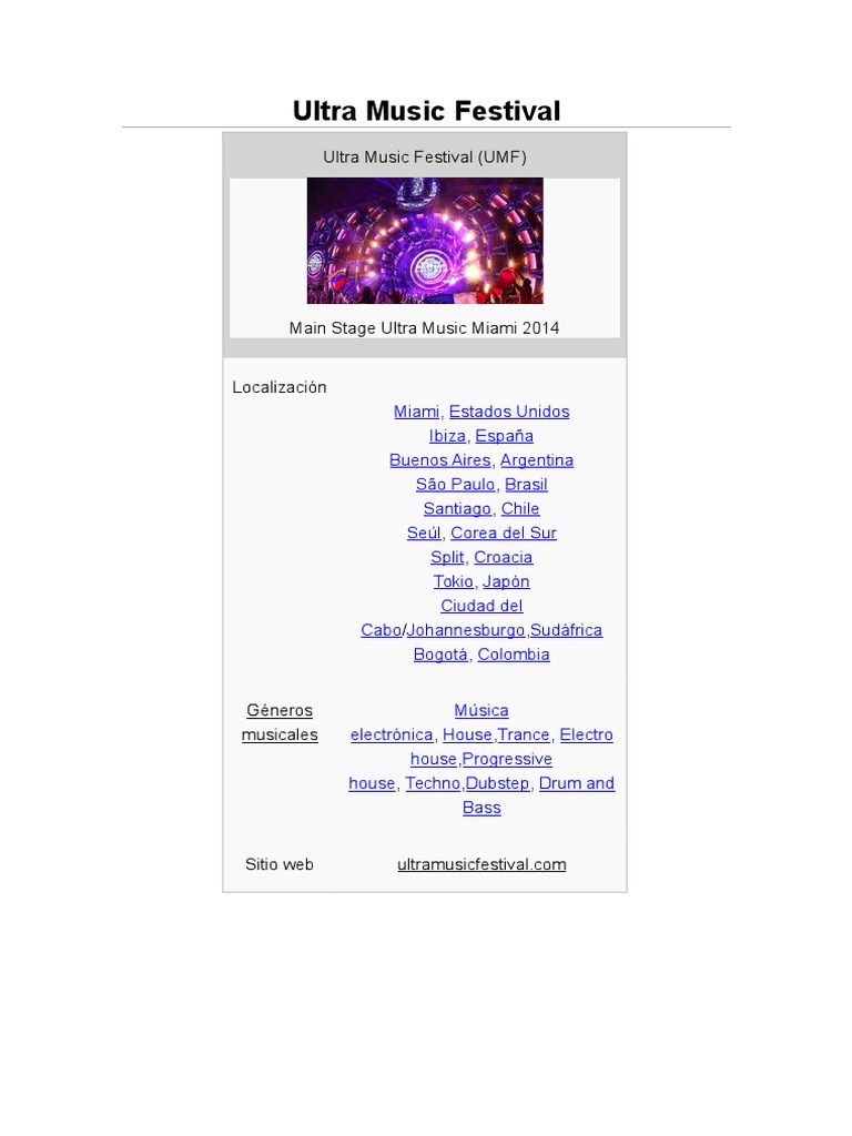 Ultra Music Festival | PDF | Música contemporánea | Industria de la música